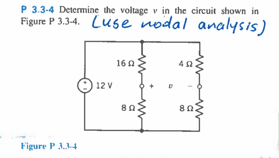 Solved P 3 3 4 ﻿determine The Voltage V ﻿in The Circuit