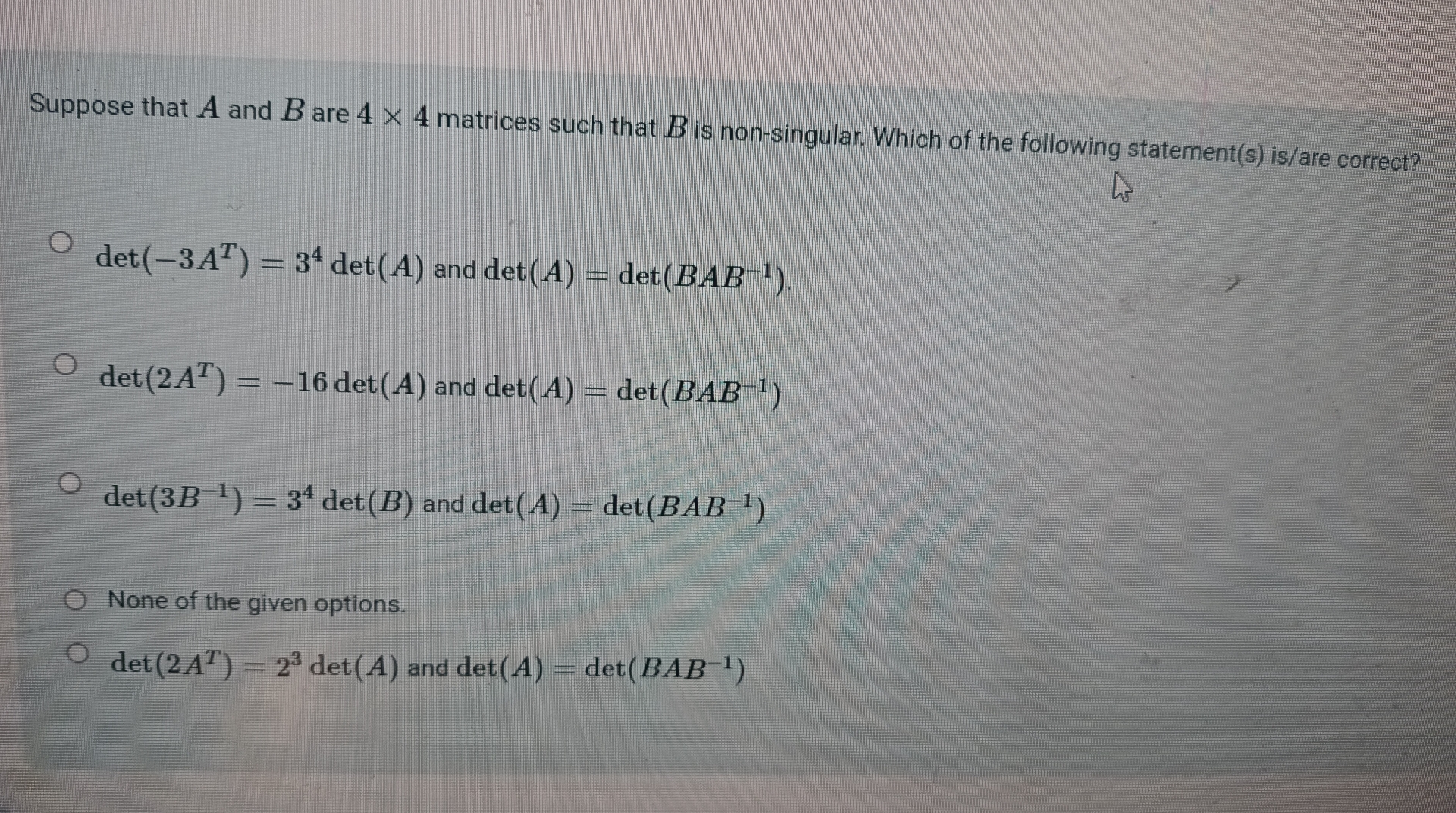 Solved Suppose that A and B ﻿are 4×4 ﻿matrices such that B | Chegg.com