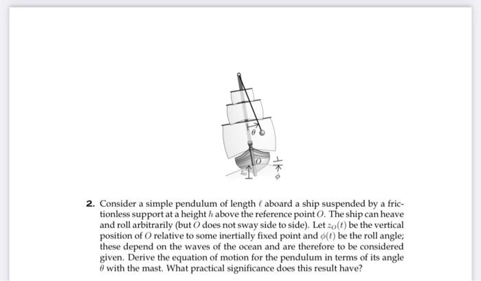 Solved Foto 2. Consider a simple pendulum of length aboard a | Chegg.com