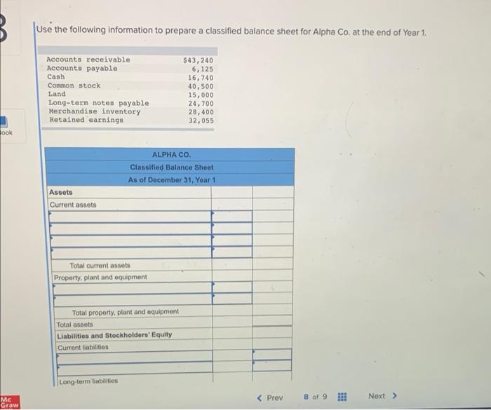 Solved Use the following information to prepare a classified | Chegg.com