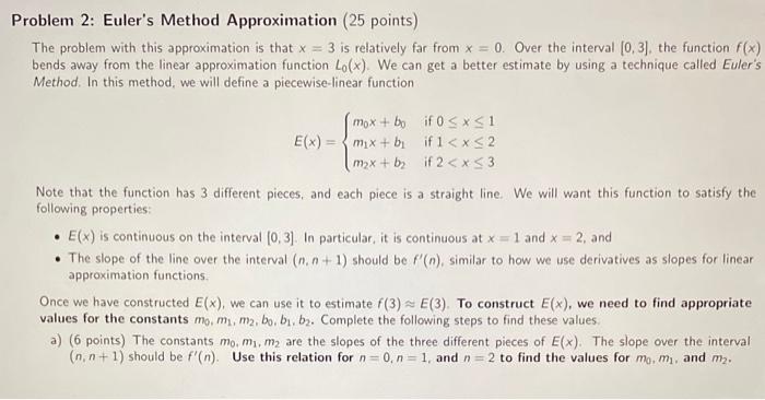 Solved Oroblem 2 Euler S Method Approximation 25 Points