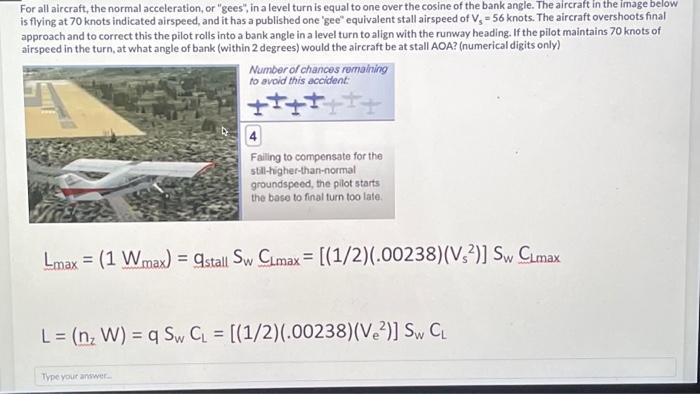 For all aircraft, the normal acceleration, or "gees", | Chegg.com