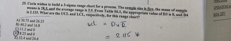 Solved Carla wishes to build a 3-sigma range chart for a | Chegg.com