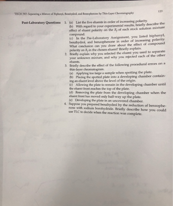 123 TECH 707: Separating a Mixture of Biphenyl, | Chegg.com