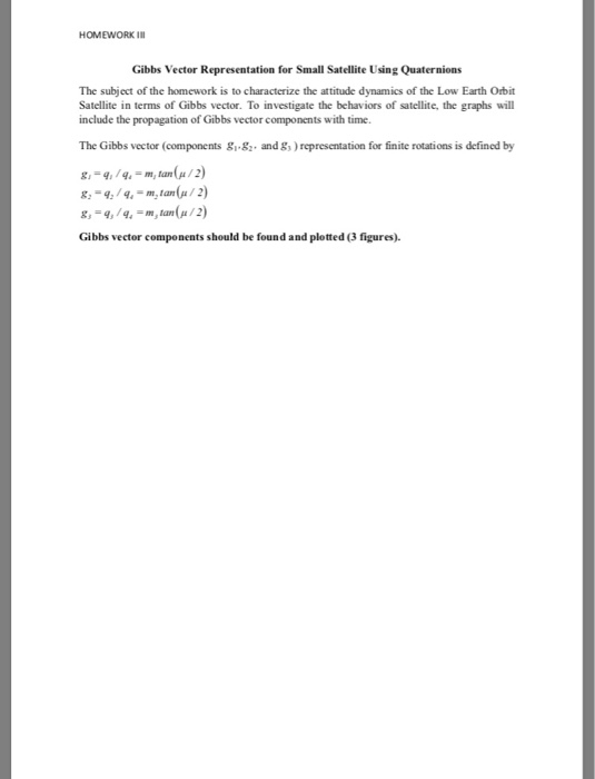 HOMEWORK IN Gibbs Vector Representation for Small | Chegg.com