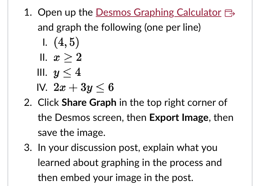 Solved Open up the Desmos Graphing Calculator and graph the | Chegg.com