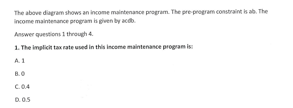The above diagram shows an income maintenance | Chegg.com