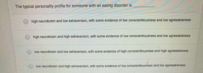 Solved The typical personality profile for someone with an | Chegg.com