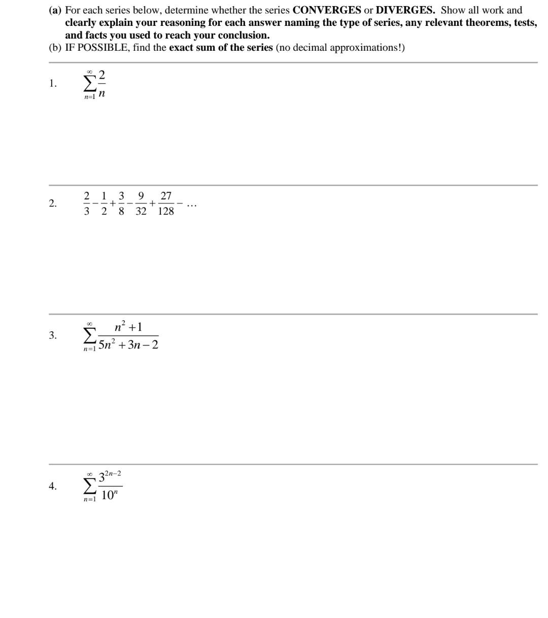 Solved (a) For each series below, determine whether the | Chegg.com