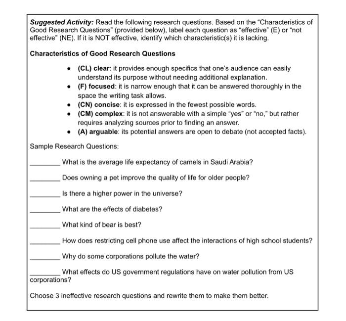 Solved Suggested Activity: Read the following research | Chegg.com