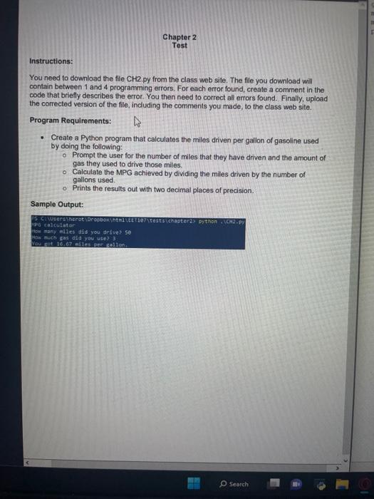Solved Instructions: You need to downioad the file CH2.py | Chegg.com