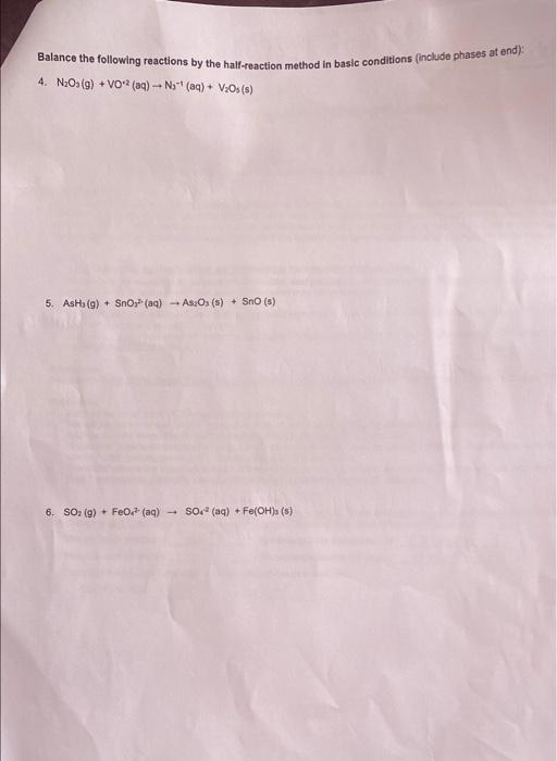 Solved Expt 8 day 1 homework: Balance the following | Chegg.com