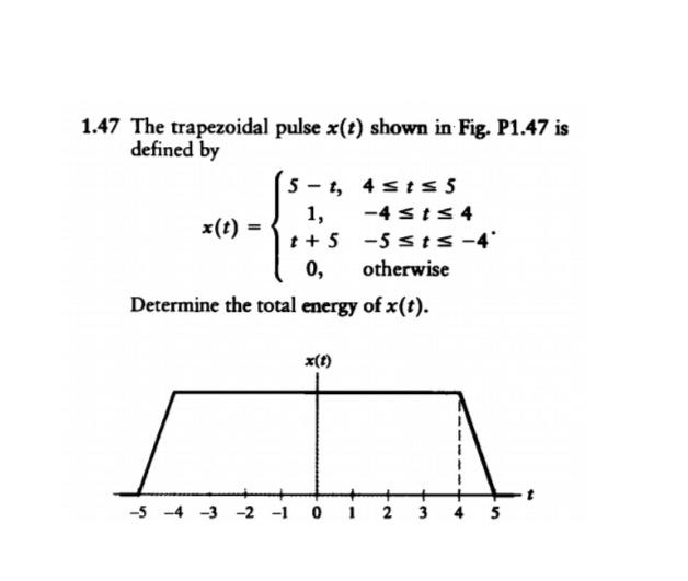 Solved 1.47 The trapezoidal pulse x(t) shown in Fig. P1.47 | Chegg.com