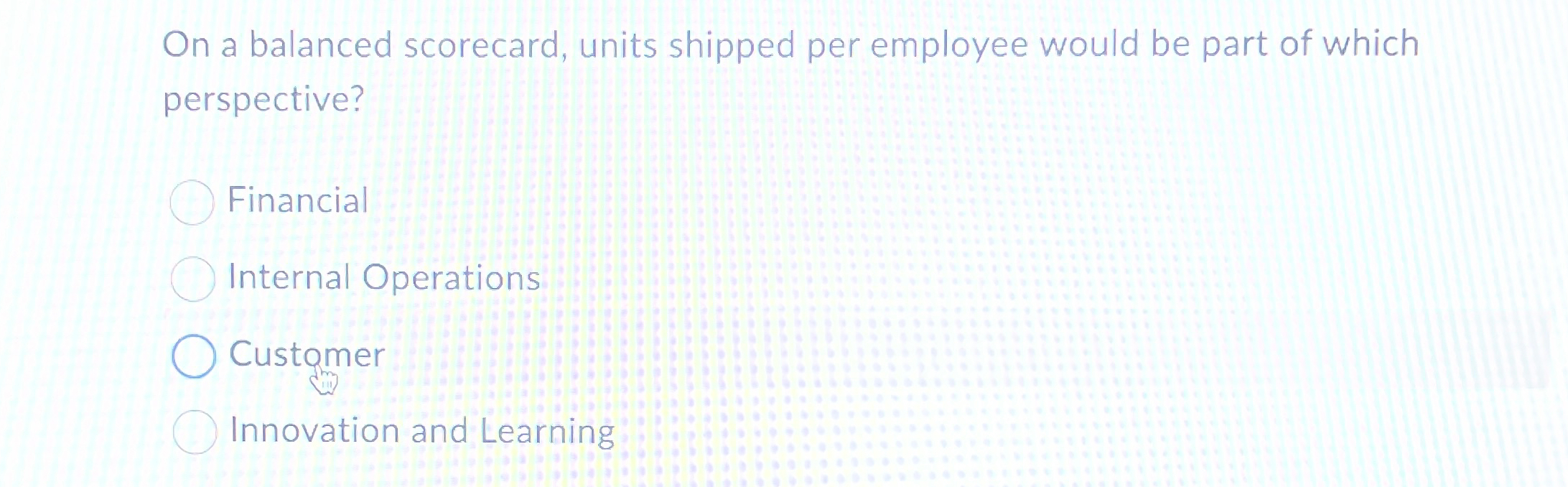 Solved On a balanced scorecard, units shipped per employee | Chegg.com