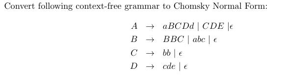 Convert following context-free grammar to Chomsky | Chegg.com