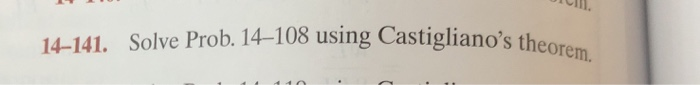 Solved cill. 14–141. Solve Prob. 14–108 using Castigliano's | Chegg.com