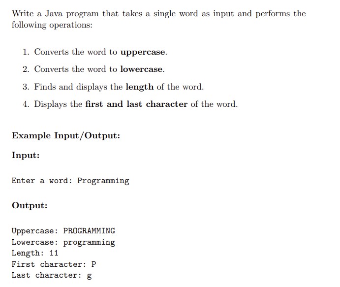 Solved Write a Java program that performs and follows these | Chegg.com
