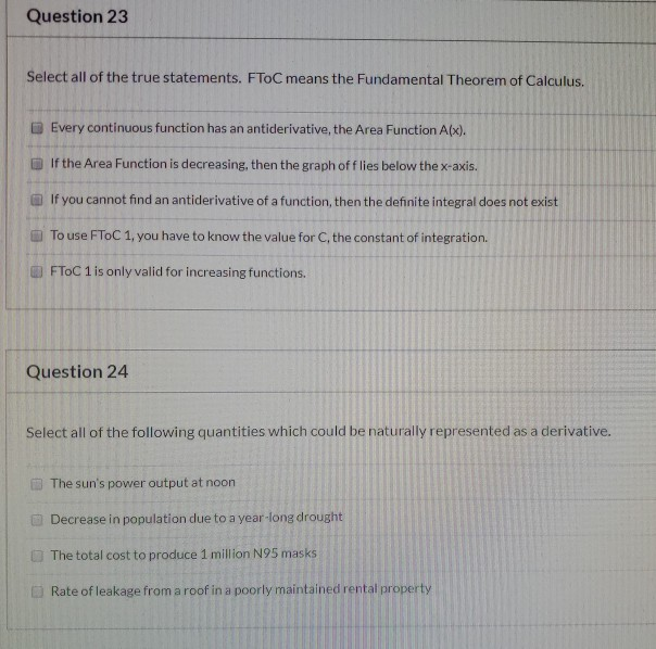 Solved Question 23 Select all of the true statements. FToC | Chegg.com