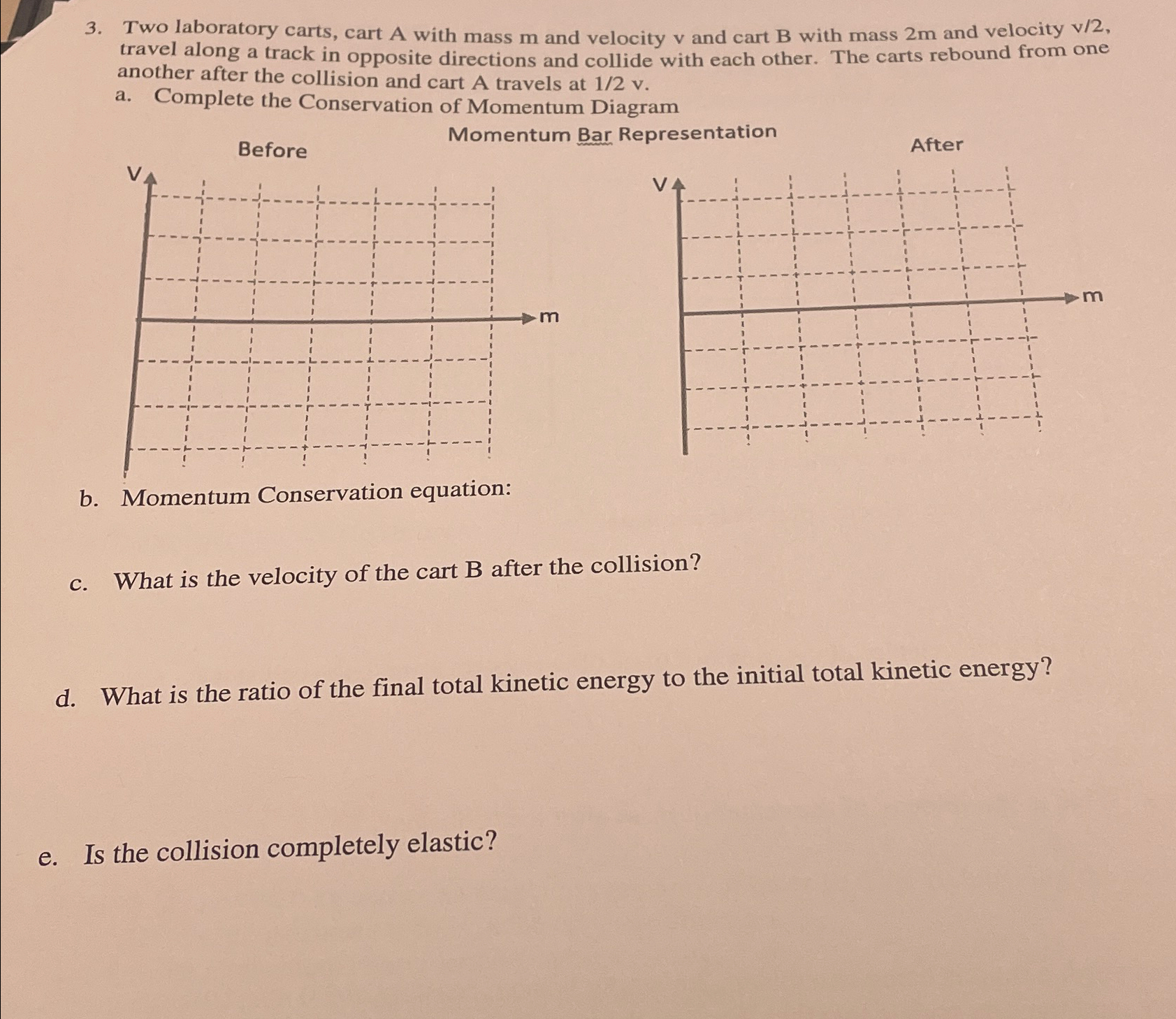 Solved Two laboratory carts, cart A with mass m ﻿and | Chegg.com