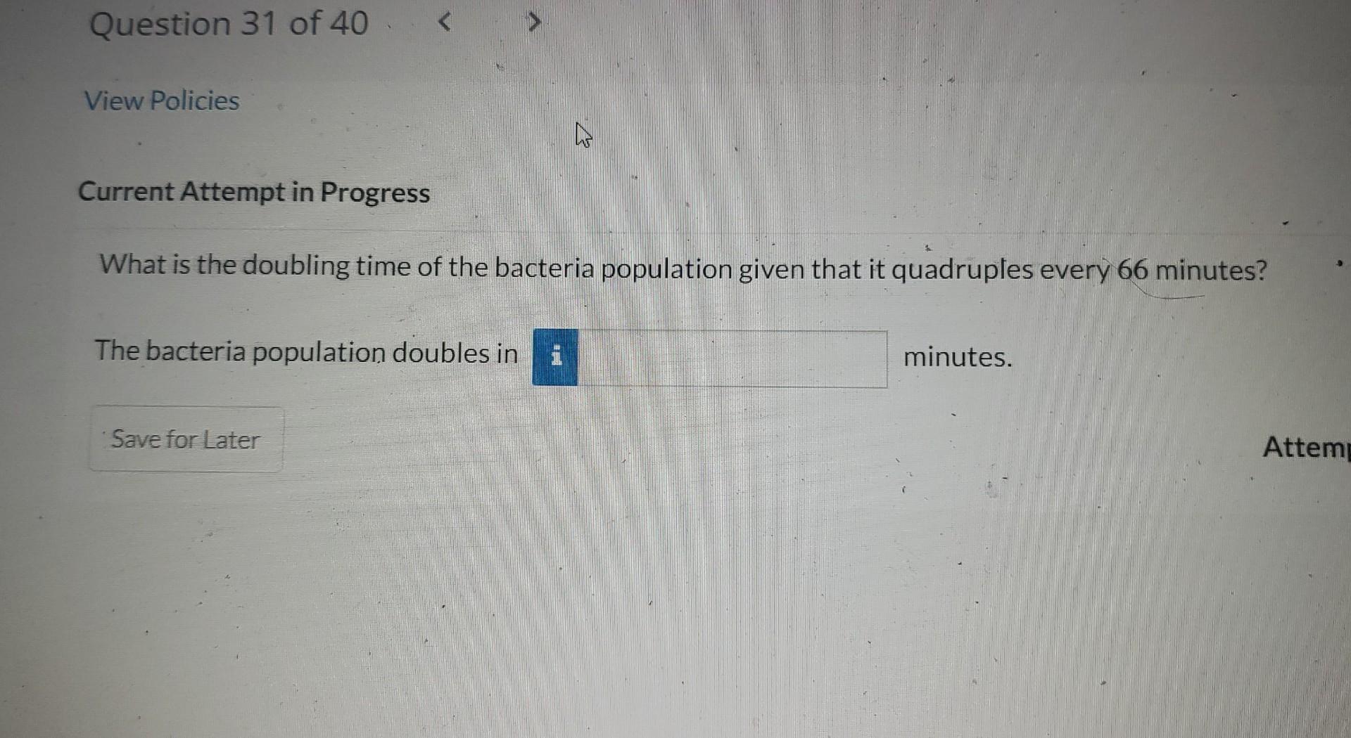 Solved urrent Attempt in Progress What is the doubling time | Chegg.com
