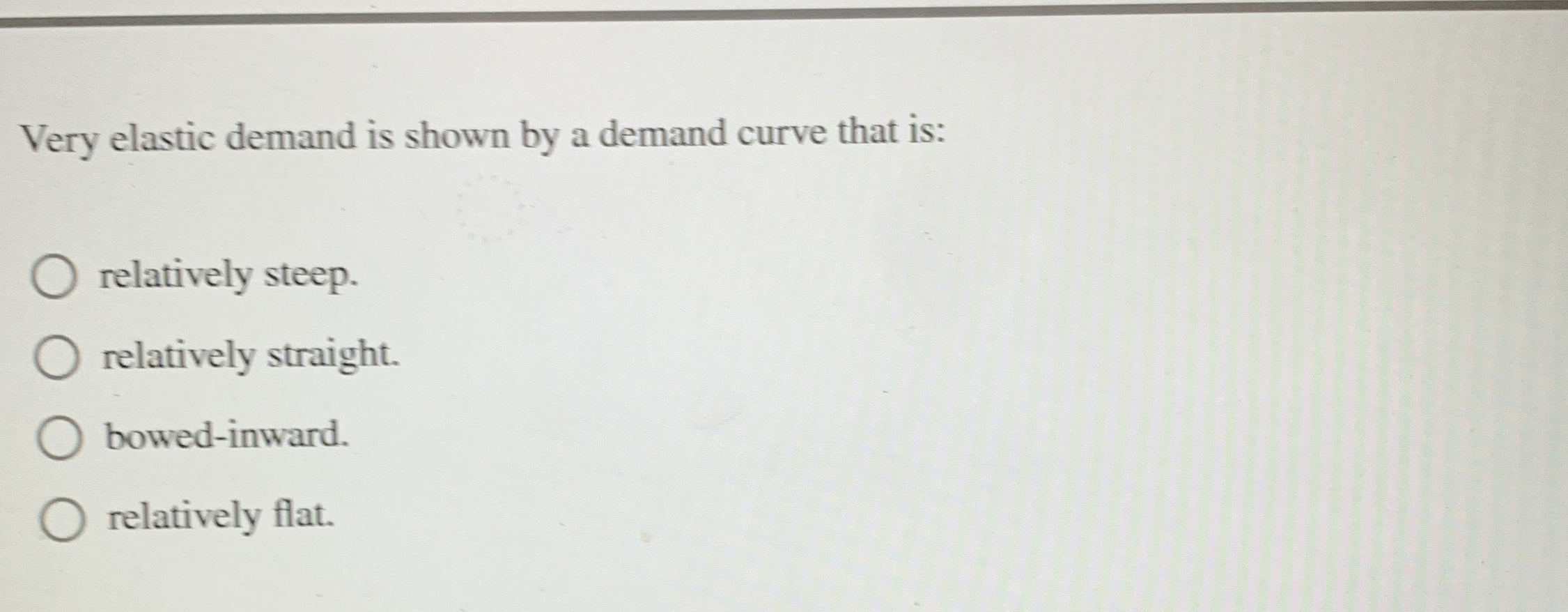 Solved Very elastic demand is shown by a demand curve that | Chegg.com