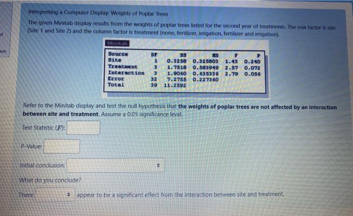 Solved Interpreting a Computer Display: Weights of Poplar | Chegg.com Solved Interpreting a Computer Display: Weights of Poplar | Chegg.com
