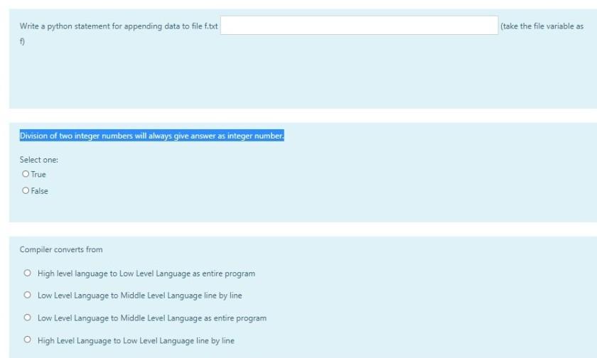 Solved Write A Python Statement For Appending Data To File
