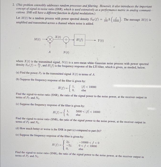 Solved 2. (This problem ostensibly addresses random | Chegg.com