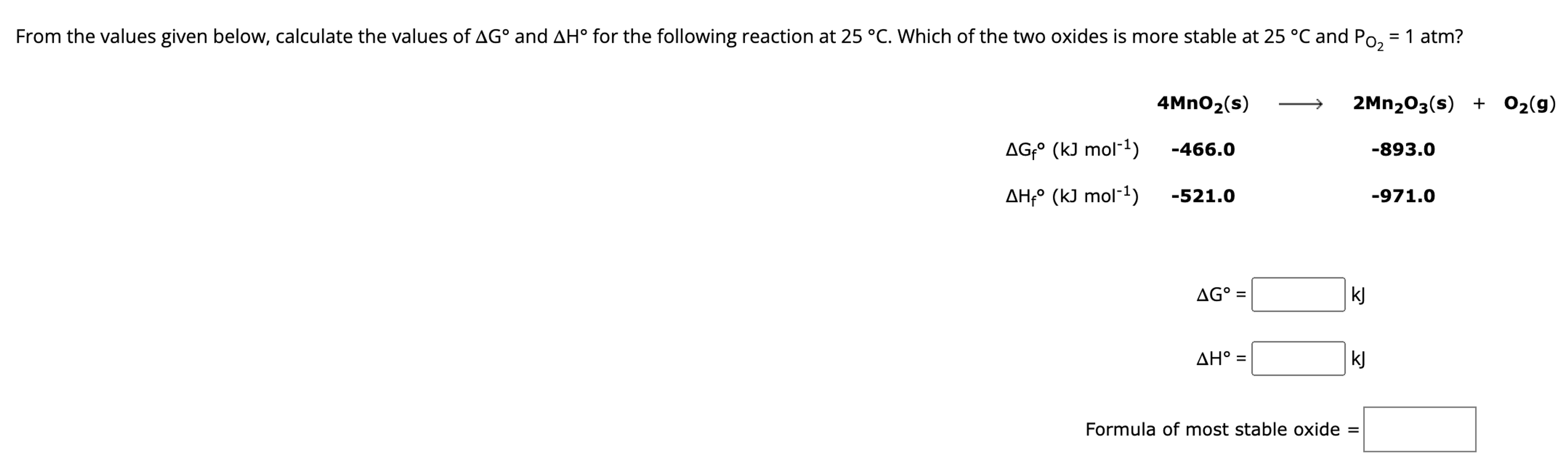 Solved From the values given below, calculate the values of | Chegg.com