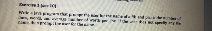 Solved Exercise 1(sec10) : Write a Java program that prompt | Chegg.com