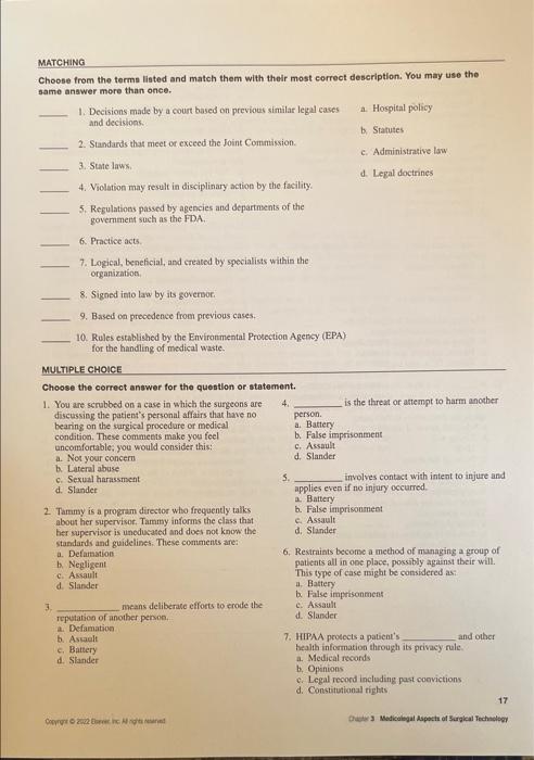 Solved 3 Medicolegal Aspects of Surgical Technology | Chegg.com