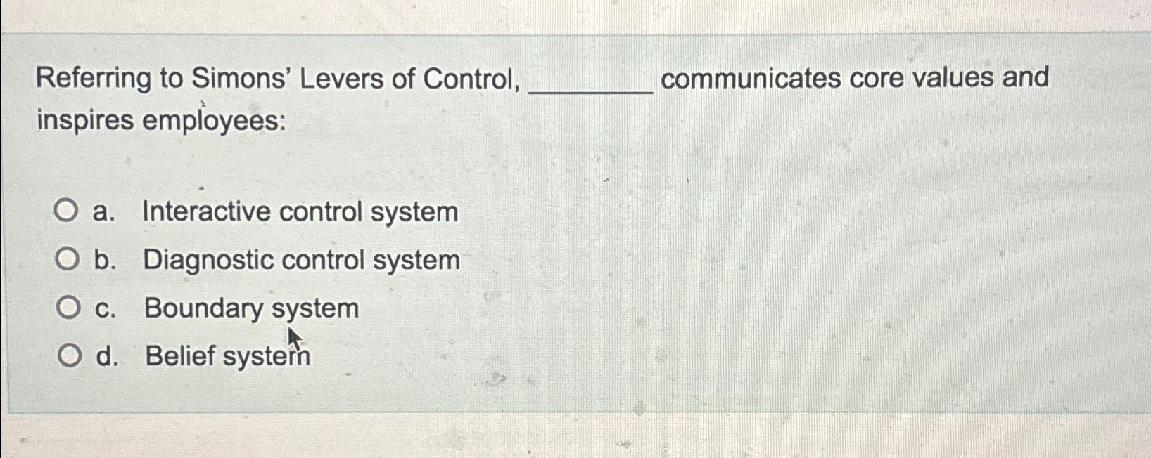 Solved Referring to Simons' Levers of Control, communicates | Chegg.com