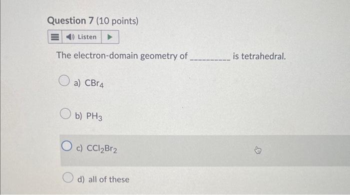 Solved The electron-domain geometry of is tetrahedral. a) | Chegg.com