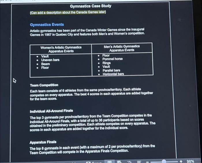 The vault apparatus is a commonly shared event | Chegg.com