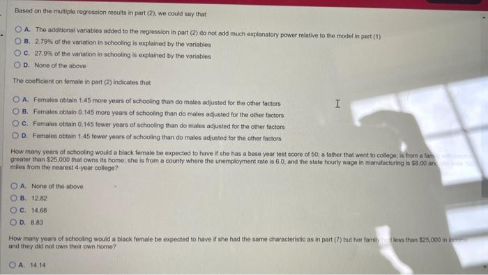 Solved Using the Excel data set, CollegeDistance, described | Chegg.com