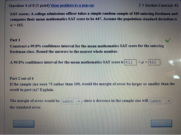 Solved Question 4 of 8 (1 point) View problem in a pop-up | Chegg.com