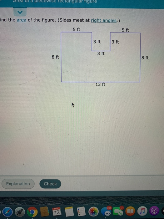 Solved Area of a piecewise rectangular figure ind the area | Chegg.com