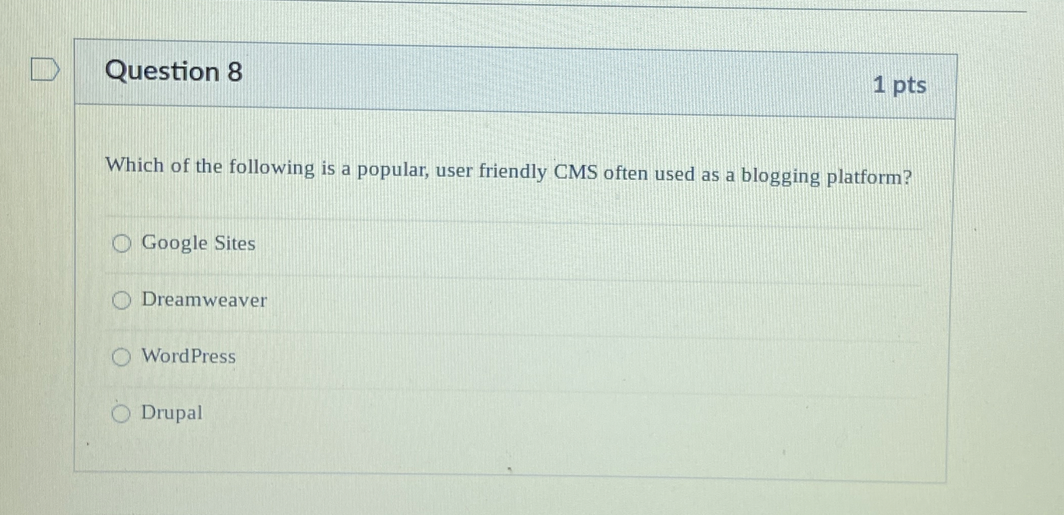 Solved Question 81 ﻿ptsWhich of the following is a popular, | Chegg.com