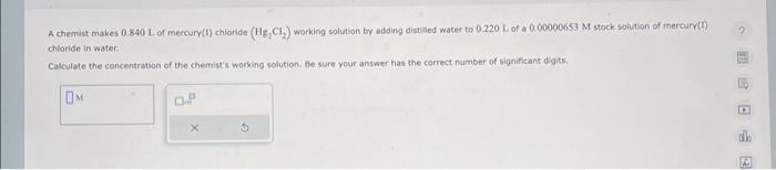 Solved chloride in water, Calculate the concentration of the | Chegg.com