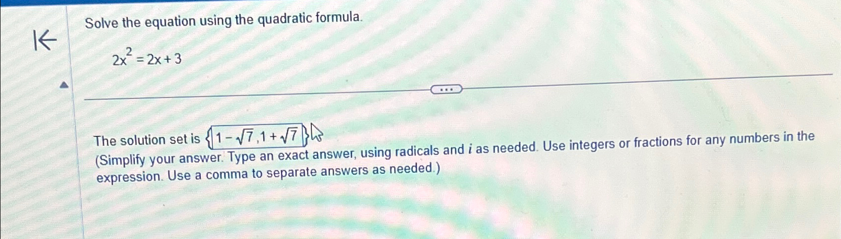 Solved Solve the equation using the quadratic | Chegg.com