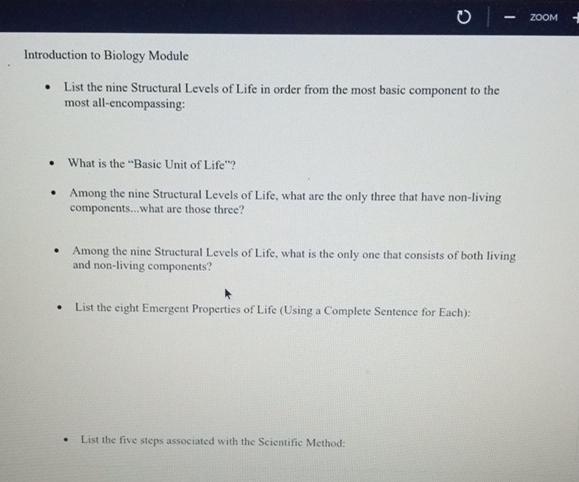 Solved Introduction to Biology ModuleList the nine | Chegg.com