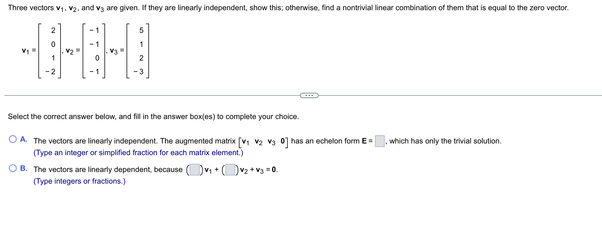 Solved Three vectors v1,v2, ﻿and v3 ﻿are given. If they are | Chegg.com