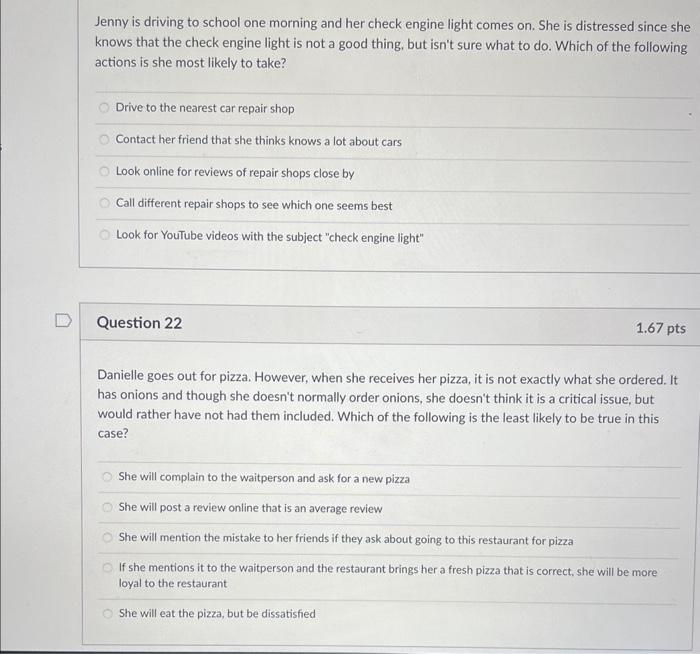 Solved Jenny is driving to school one morning and her check | Chegg.com