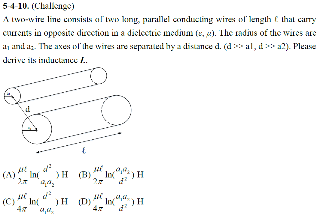 Solved 5-4-10. (Challenge)A two-wire line consists of two | Chegg.com