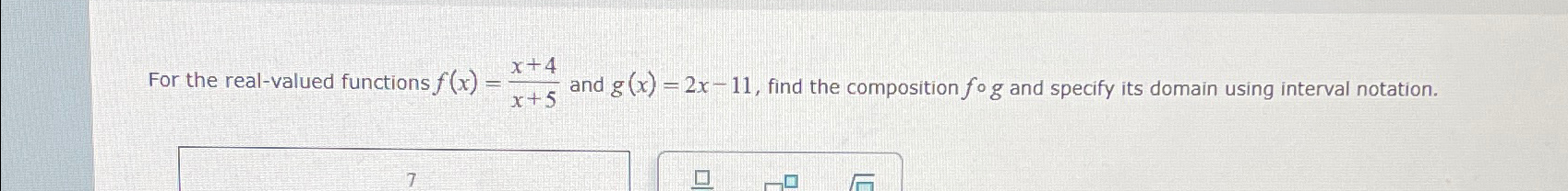 Solved For the real-valued functions f(x)=x+4x+5 ﻿and | Chegg.com