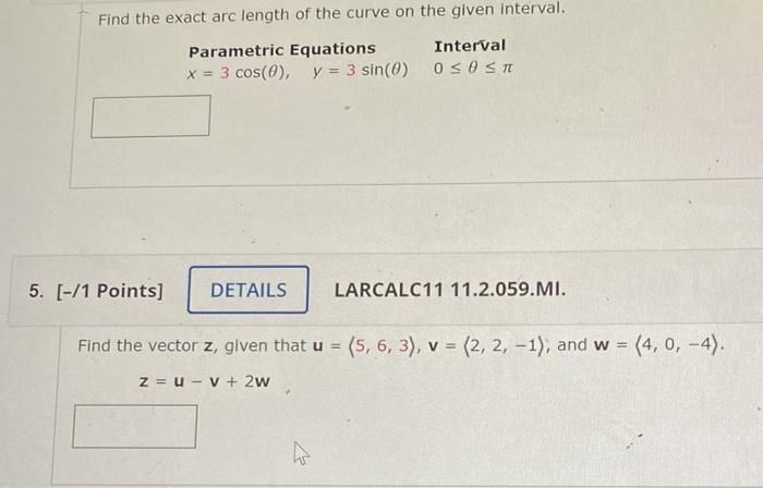 Solved Find the exact arc length of the curve on the given | Chegg.com