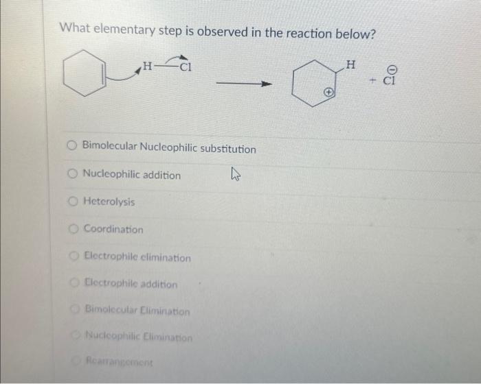 Solved What elementary step is observed in the reaction | Chegg.com