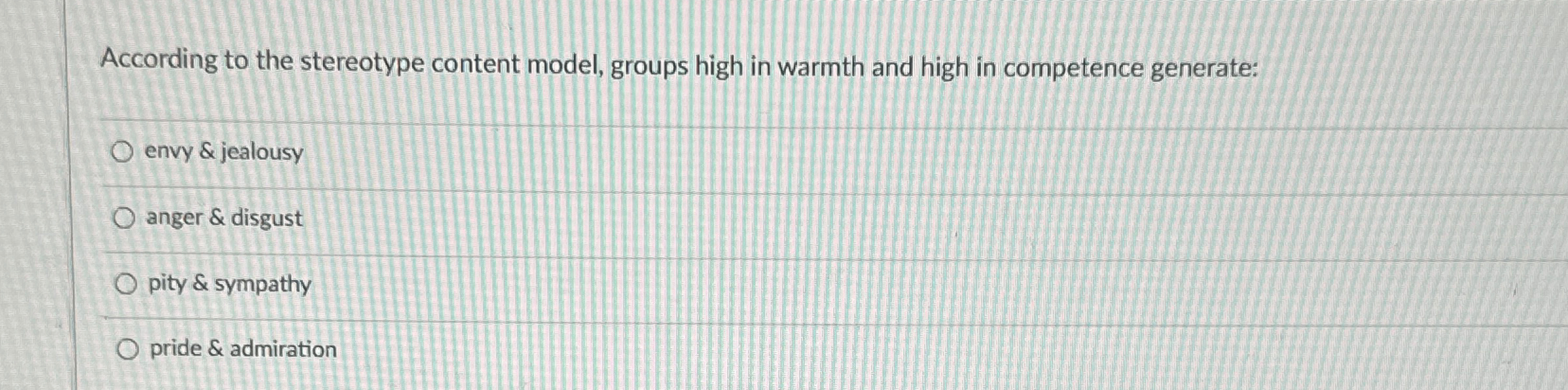 Solved According to the stereotype content model, groups | Chegg.com