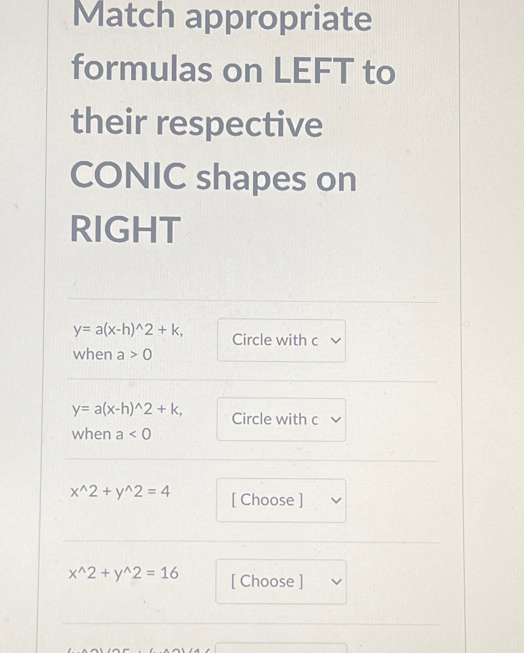 Solved Match appropriate formulas on LEFT to their | Chegg.com