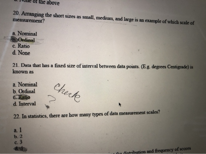 Solved of the above 20. Arranging the short sizes as small, | Chegg.com